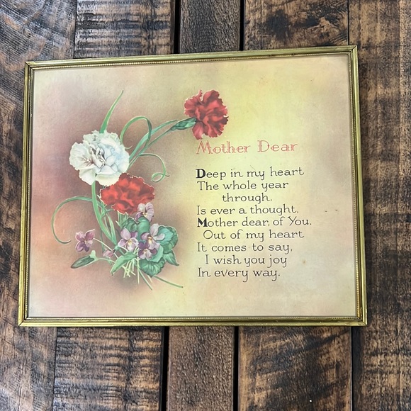 Vintage | Art | 3 For25 Vintage 8x Mother Dear Poem | Poshmark